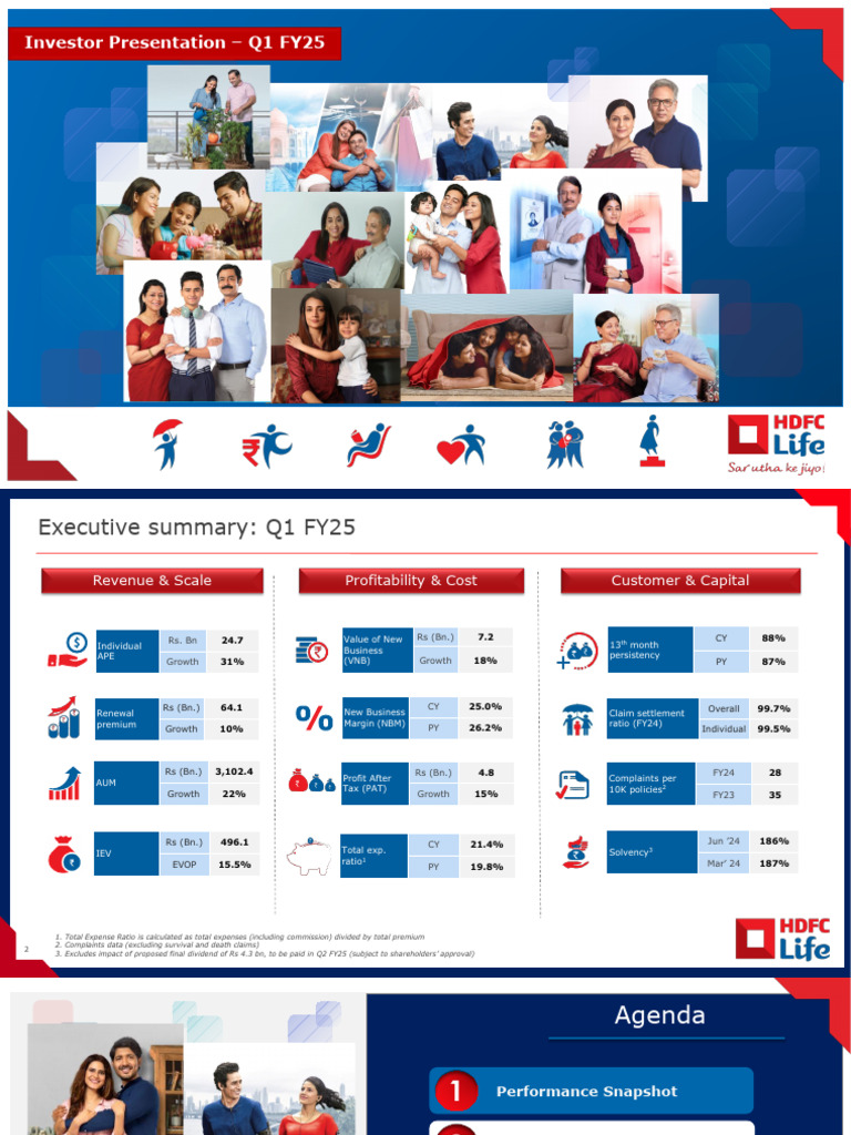 HDFC Life Q1 FY2025 Investor Presentation (2) | PDF | Insurance | Risk Management
