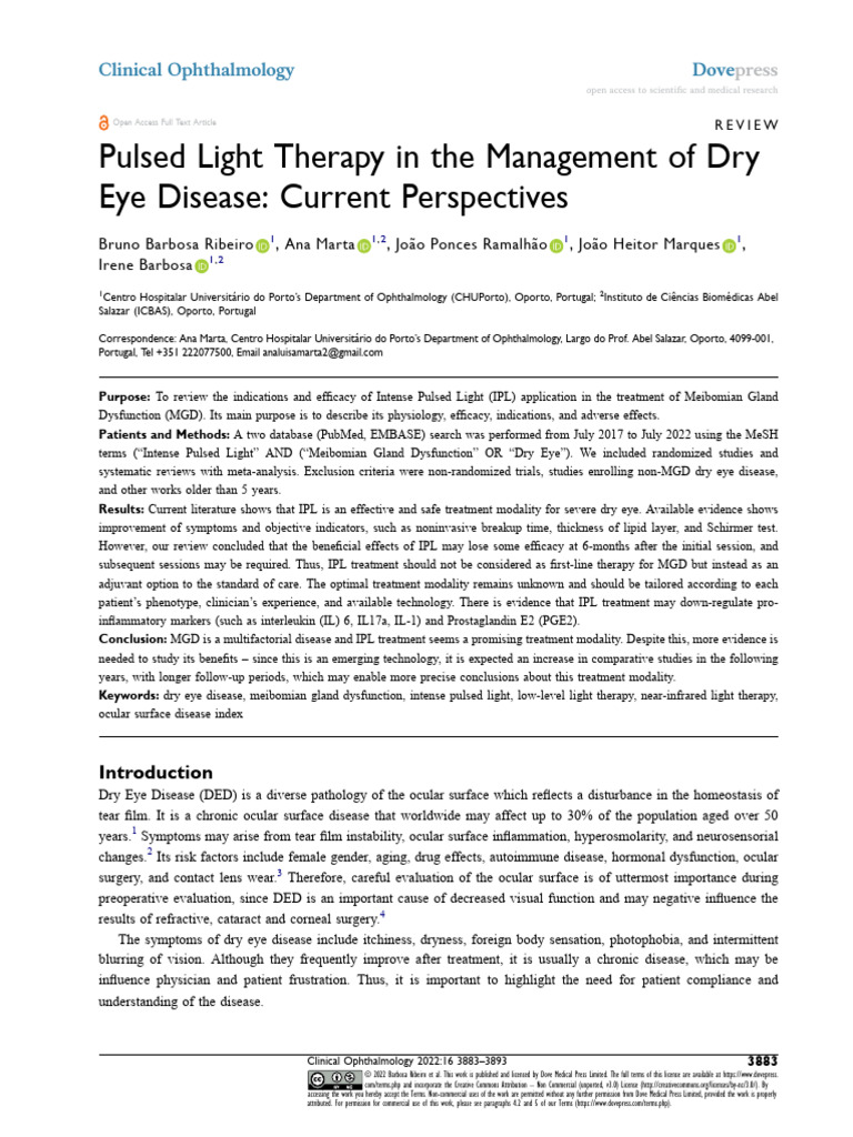 Pulsed Light Therapy in The Management of Dry Eye | PDF | Inflammation ...