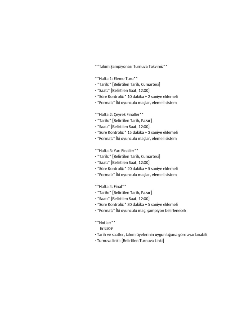 Turnuva Takvimi | PDF