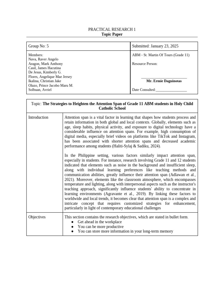 St. Martin - g5 - Topic Paper | PDF | Attention | Learning