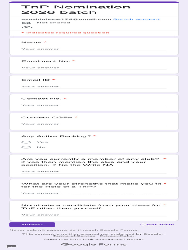 TNP Nomination 2026 Batch | PDF