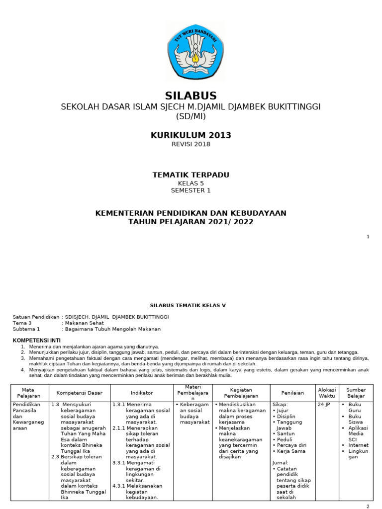 SILABUS Tema 3 | PDF
