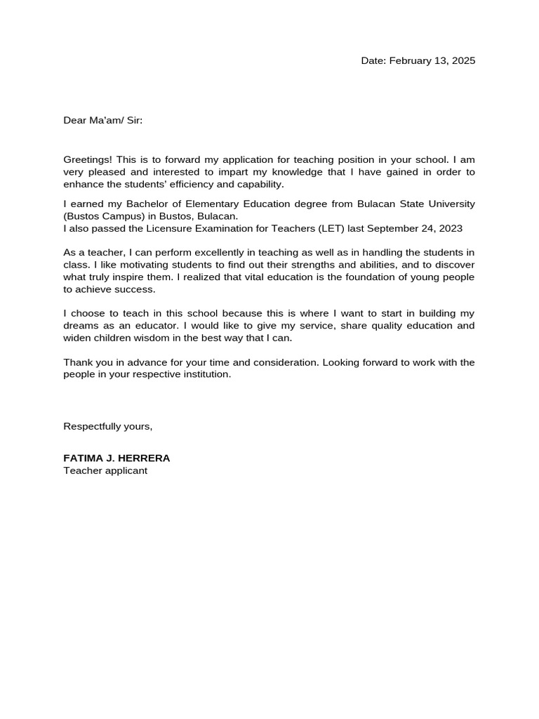 application-Letter-REVISED | PDF