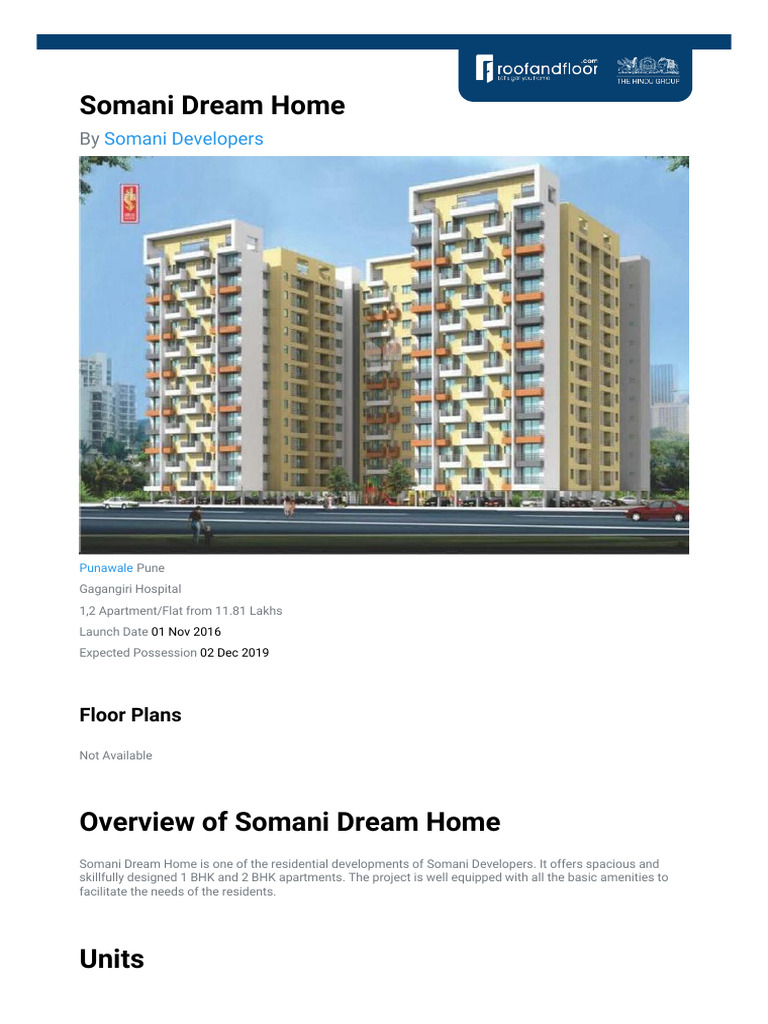 Somani Dream Home Overview in Punawale | PDF | Integrity | Bathroom