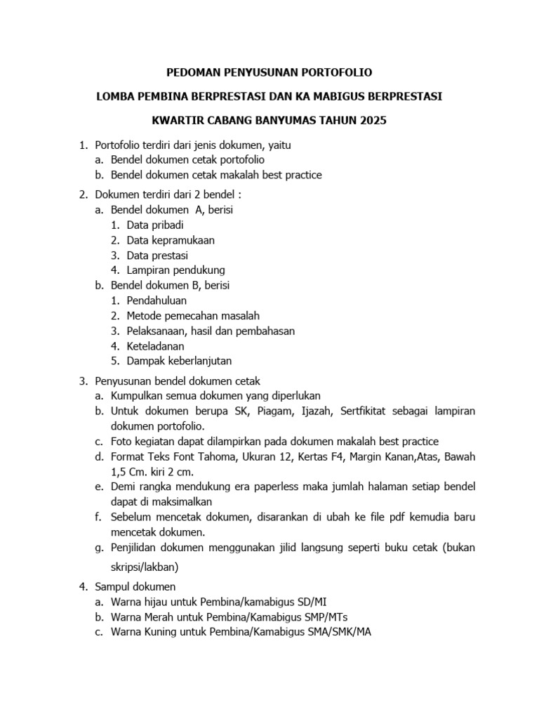 Pedoman Penyusunan Portofolio | PDF