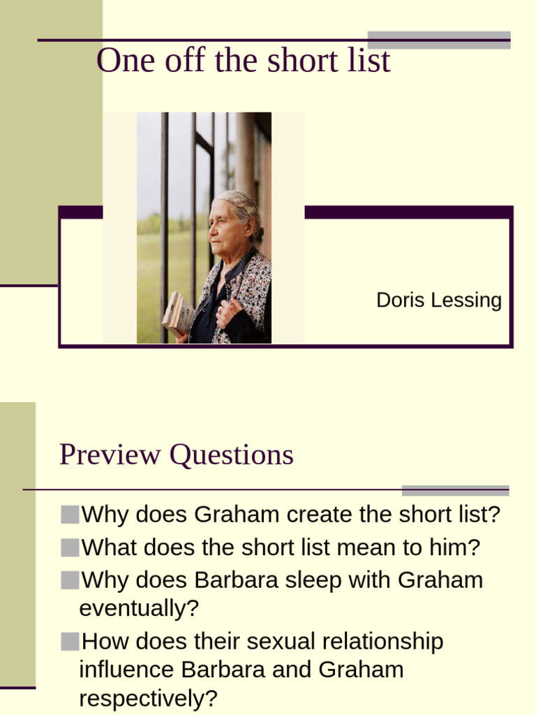 Power Dynamics in "One off the Short List" | PDF | Doris Lessing ...