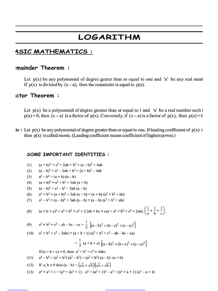 Chapter01 - Logarithm | PDF