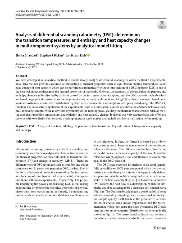 DSC Analysis Method for Thermal Properties | PDF | Differential ...
