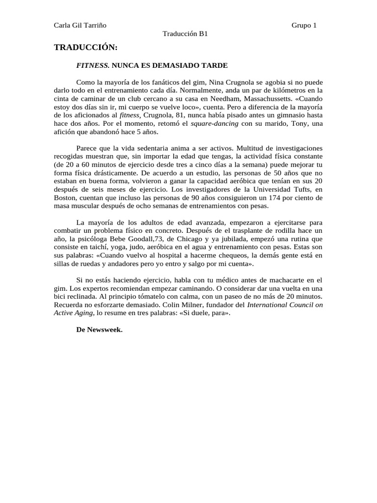 Gil, Carla. Fitness | PDF | Aptitud física | Ejercicio físico