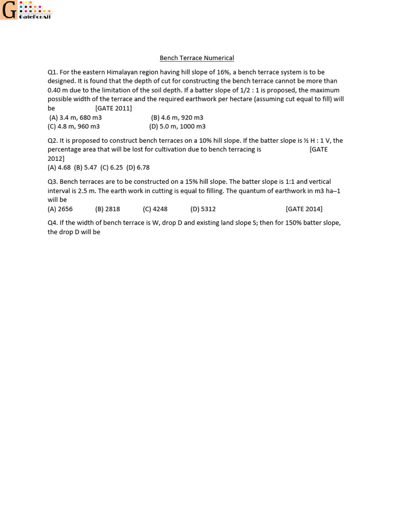 Bench Terrace Numerical | PDF