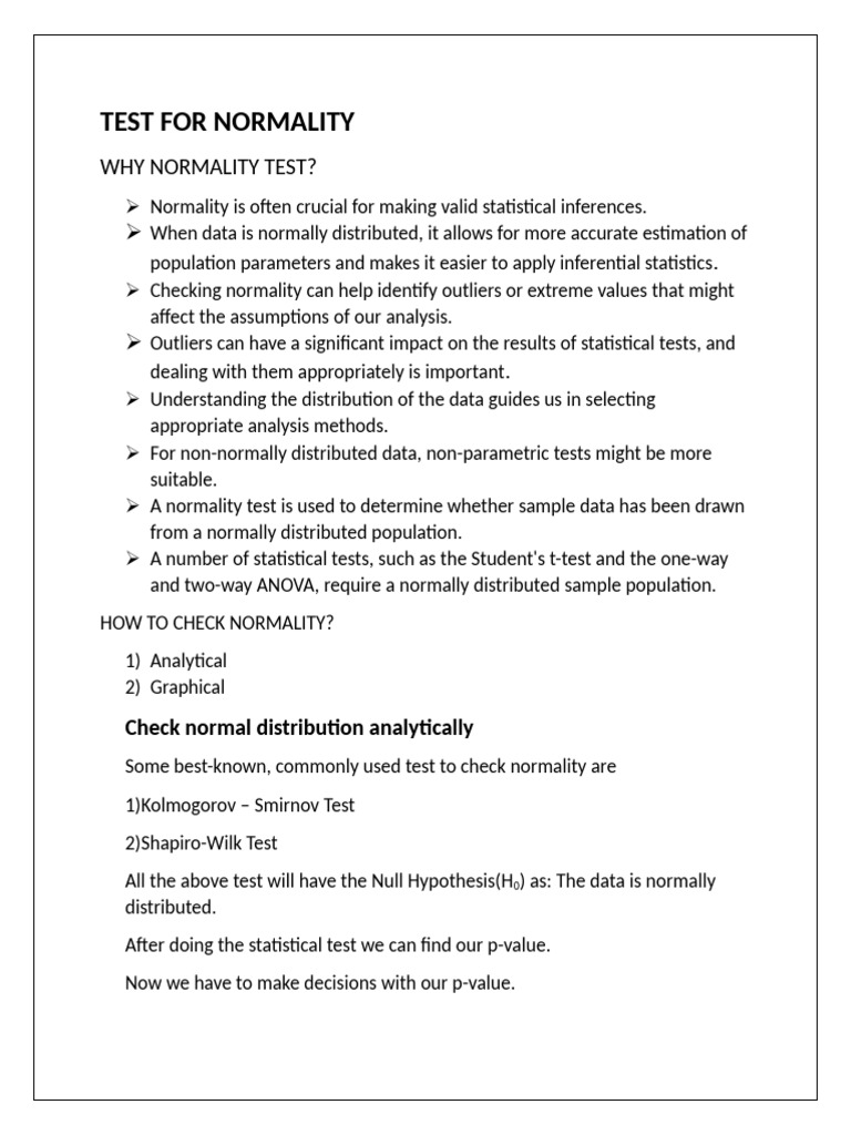 Test For Normality SPSS | PDF | P Value | Statistics