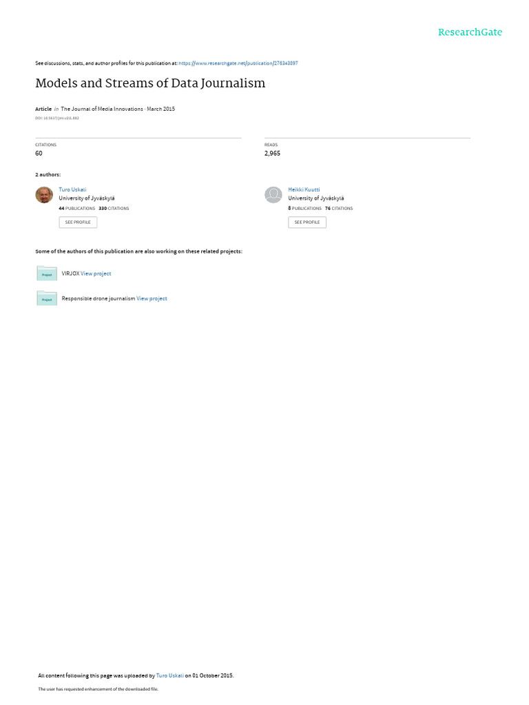 Models and Streams of Data Journalism | PDF | Journalism | Data