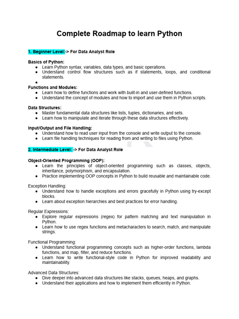Complete Roadmap to Learn Python | PDF | Object Oriented Programming ... Complete Roadmap to Learn Python | PDF | Object Oriented Programming ...