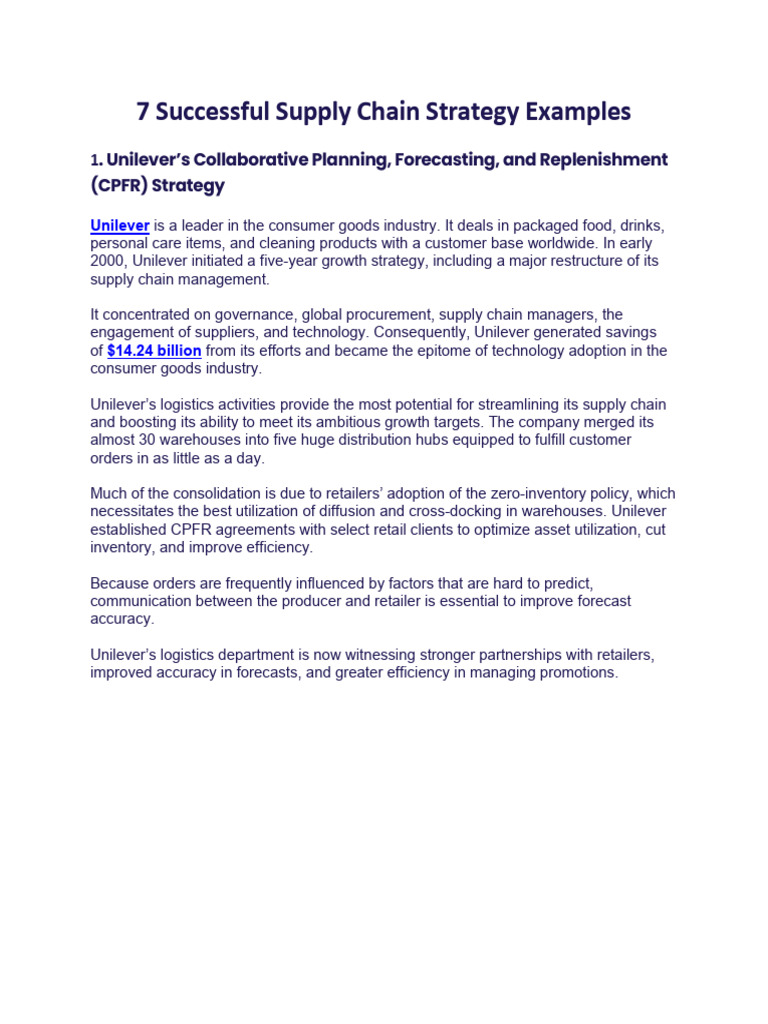 7 Successful Supply Chain Strategy Examples | PDF | Supply Chain ...