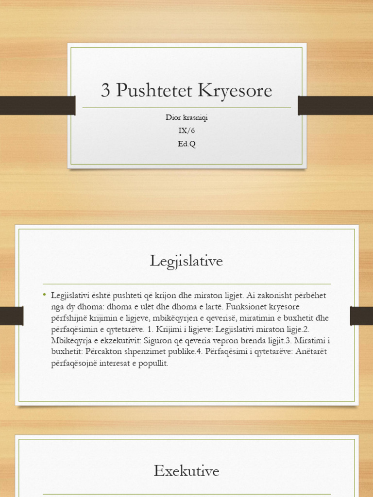 3 Pushtetet Kryesore: Dior Krasniqi IX/6 Ed.Q | PDF