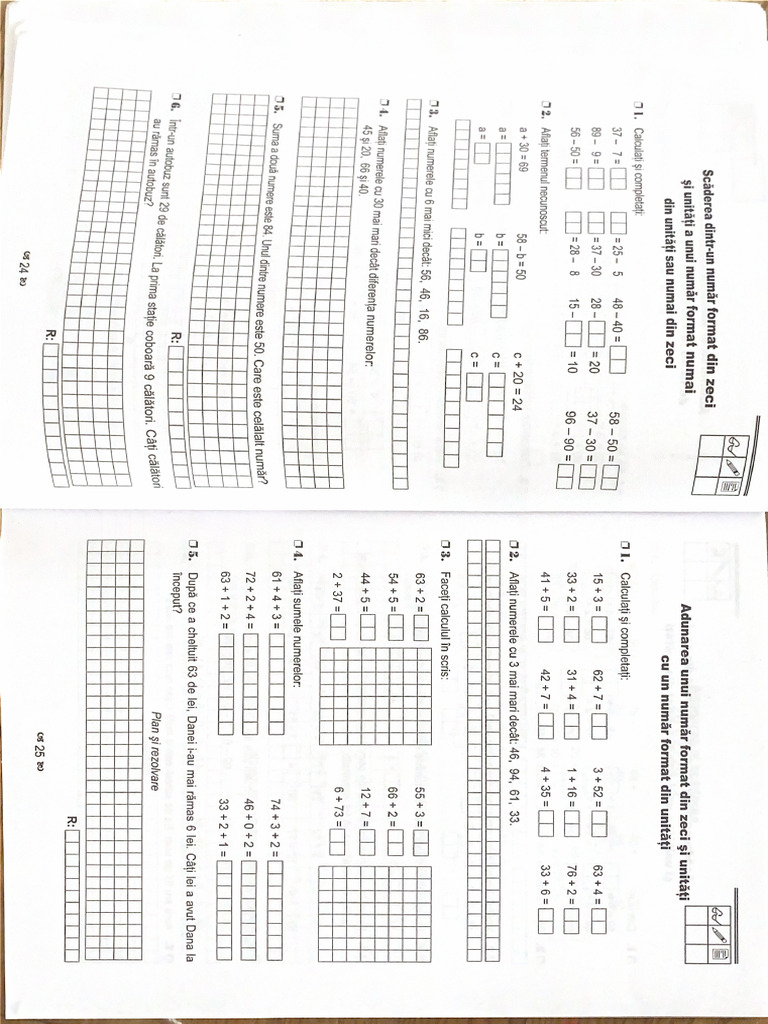 Culegere Matematica Clasa 2 Pag 24-25 | PDF