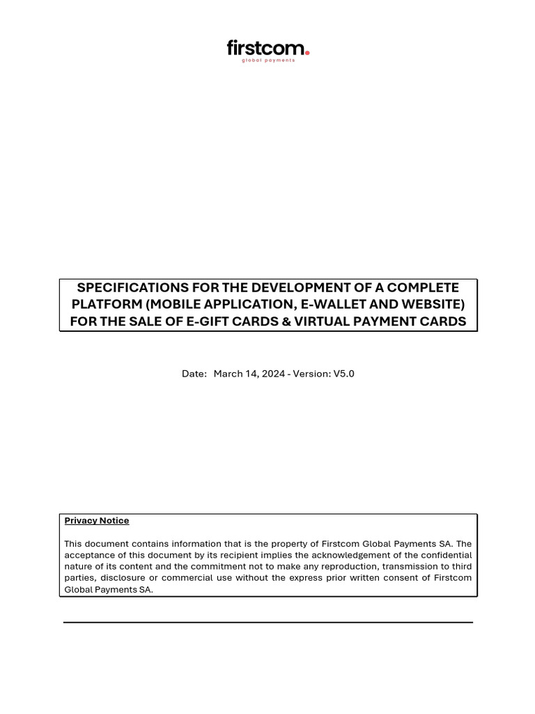 Specifications For The Development EGift Cards Mobile App - VF - 150324 ...