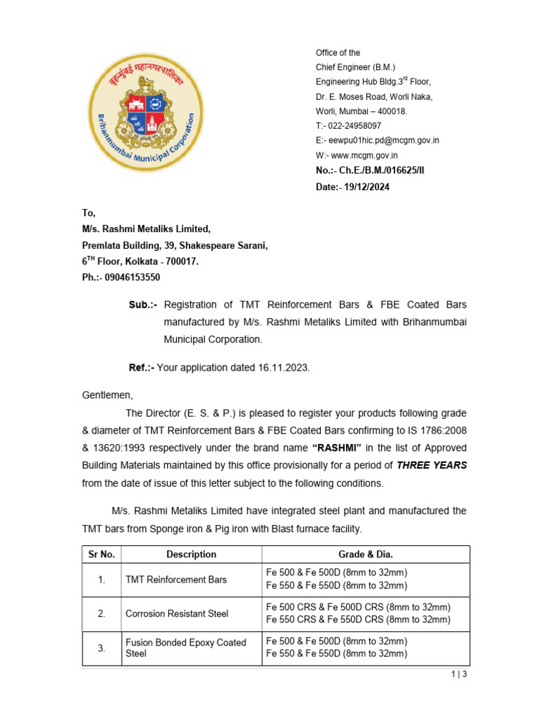 BMC - Approval Letter | PDF