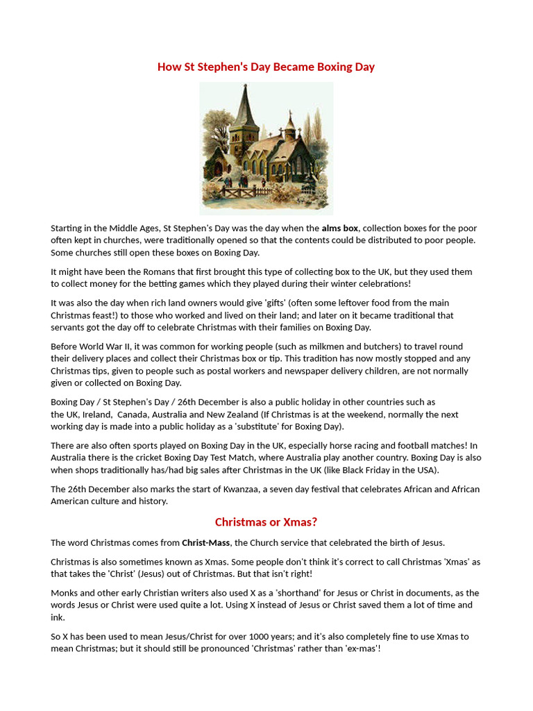 How ST Stephen's Day Became Boxing Day | PDF | Christmas | December ...
