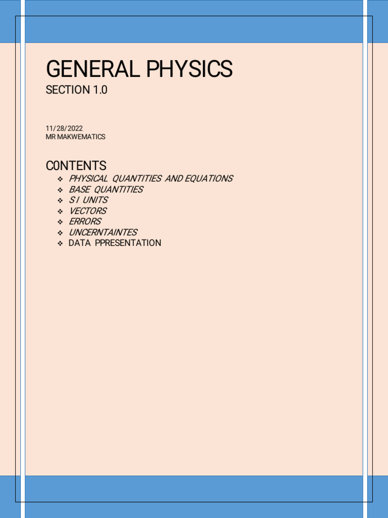1.0 GENERAL PHYSICS(1) | PDF