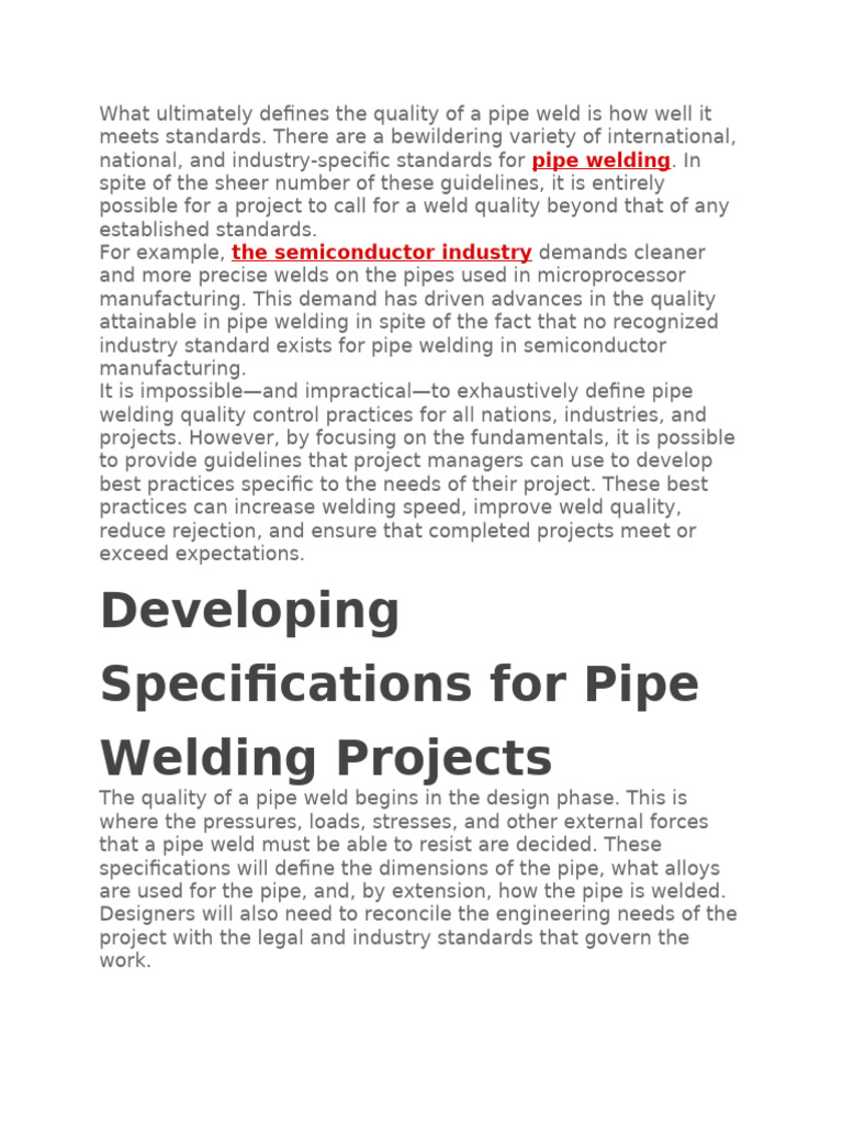 What Ultimately Defines The Quality of A Pipe Weld Is How Well It Meets ...