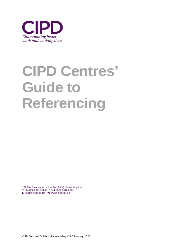 CIPD Centres Guide To Referencing | PDF | Knowledge | Learning