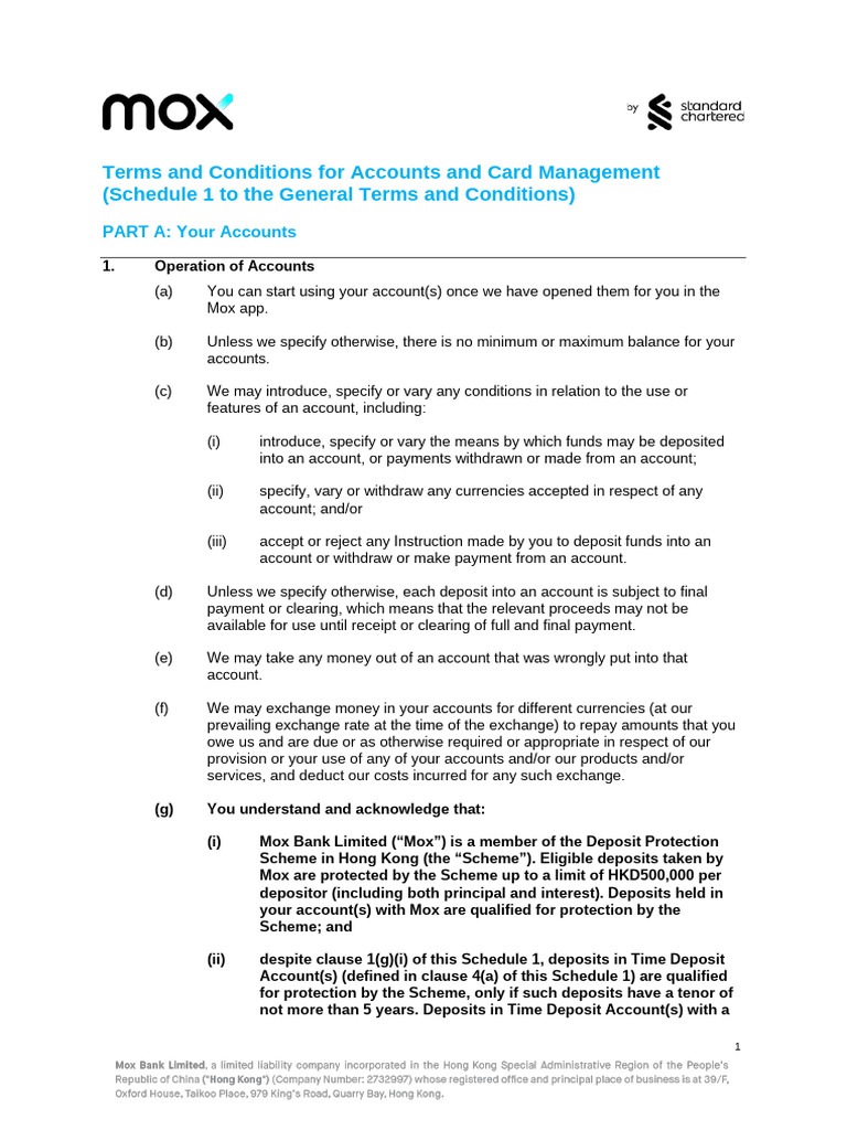 Mox T&C 1-converted | PDF | Credit Card | Overdraft