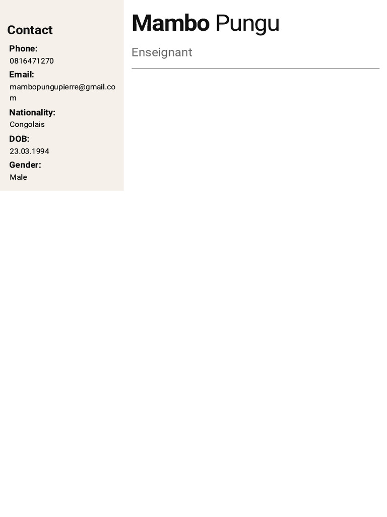 Mambo Resume 936 | PDF