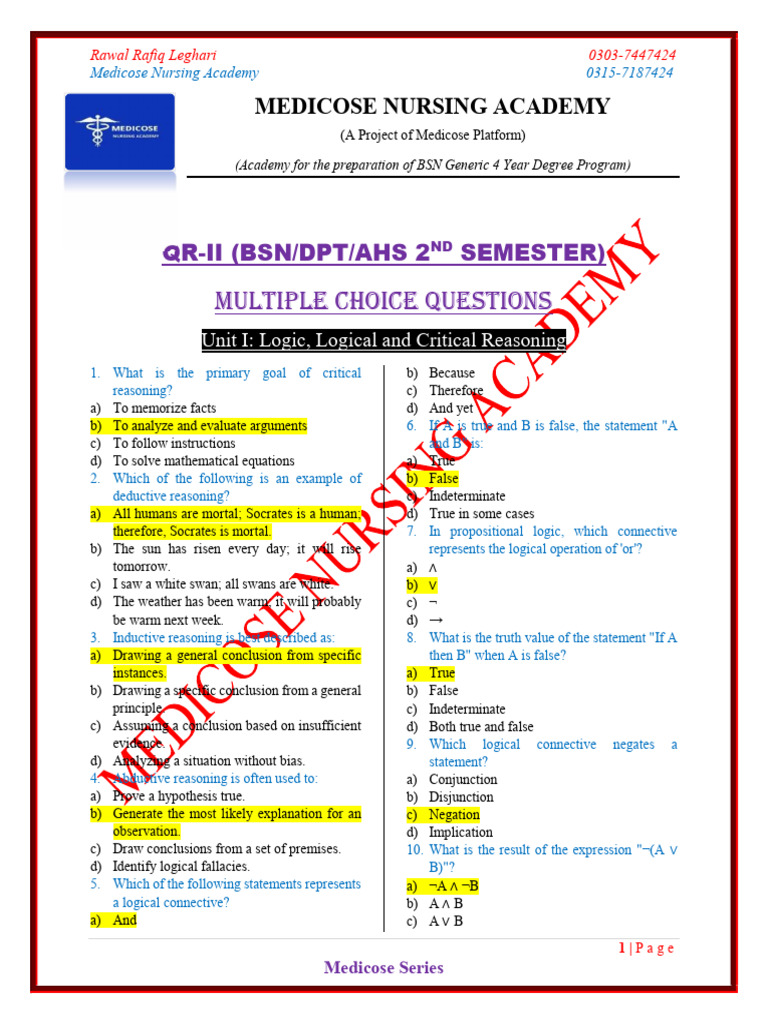 Quantitative Reasoning-II Full Book - Important MCQs & SEQs For ...