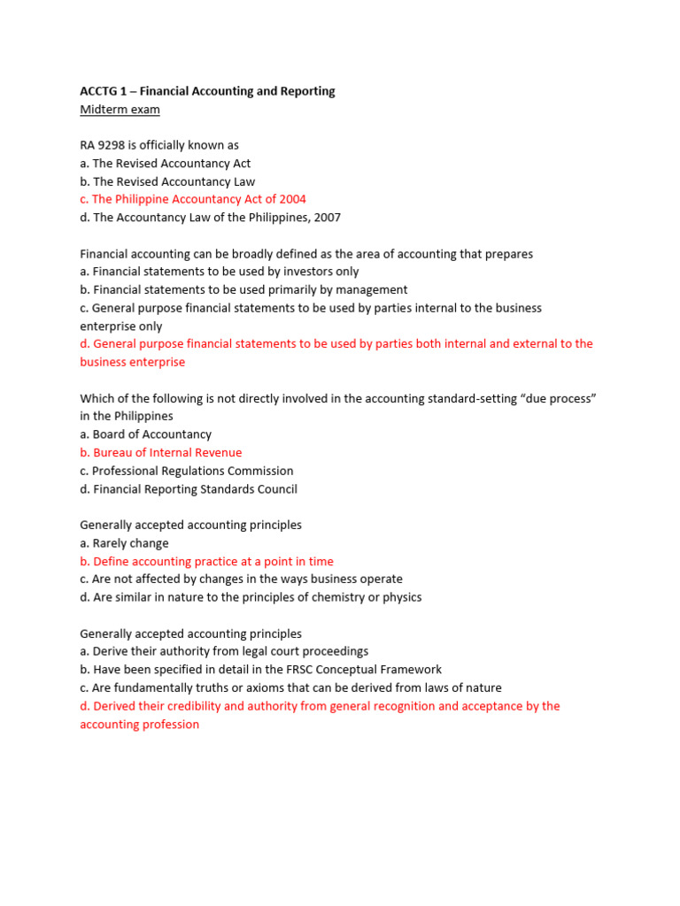 Acctg 1 Financial Accounting and Reporting: Setting "Due Process" | PDF ...
