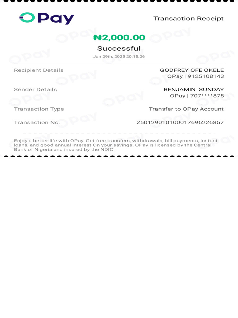 OPay Transaction Confirmation | PDF