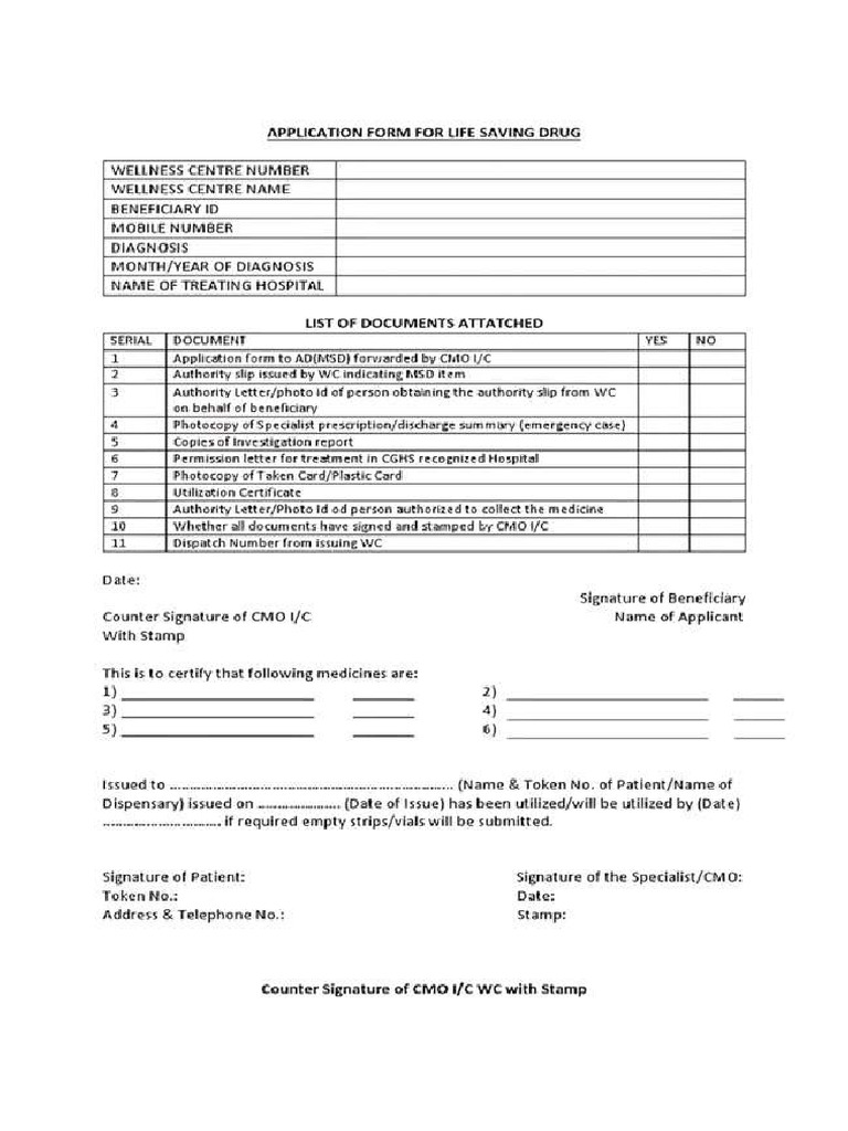 Images of Cghs Form1 | PDF