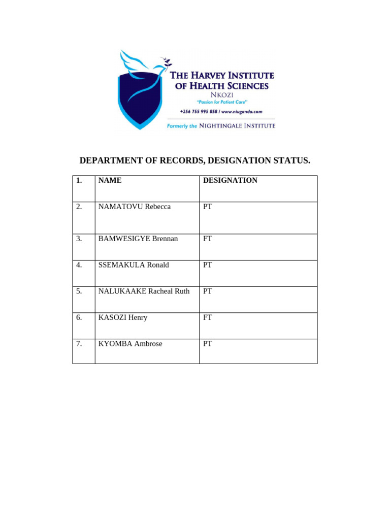 Department of Records: Designation Status | PDF