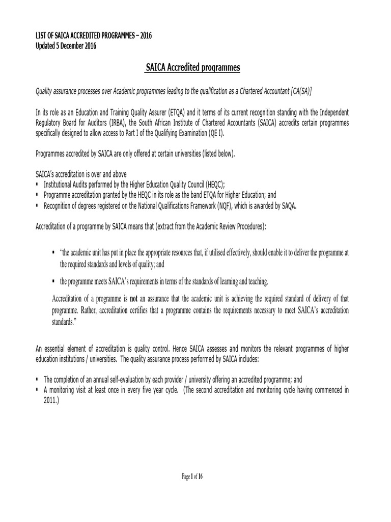 List of Accredited Programmes | PDF | Bachelor's Degree | Qualifications