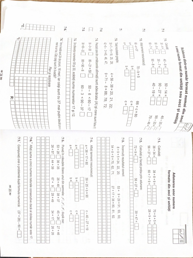 Culegere Matematica Clasa 2 Pag 34-35 | PDF