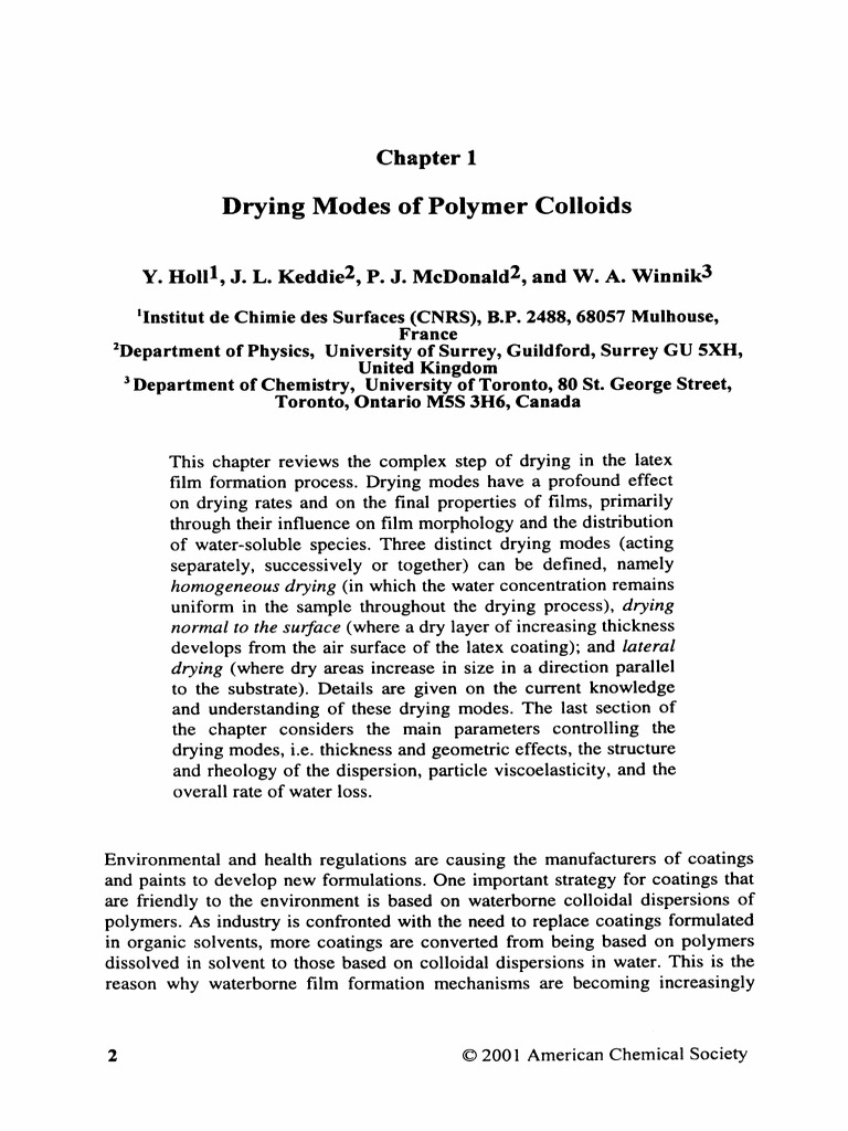 Drying Modes of Polymer Colloids | PDF | Paint | Polymers