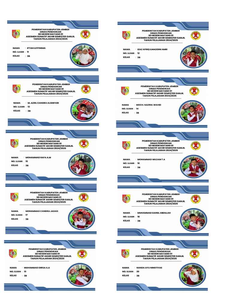 Kartu Nama Siswa | PDF