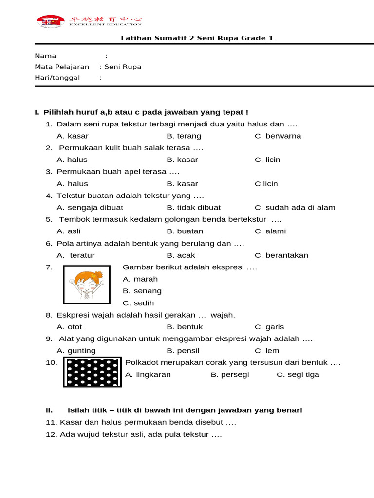 663244565-Soal-Seni-Rupa-Kelas-1 | PDF