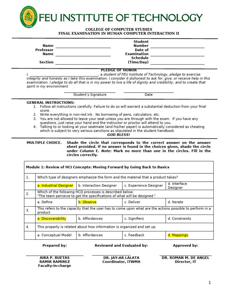 It00051 - Human Computer Interaction II - Final Exam | PDF | Usability | Sampling (Statistics)