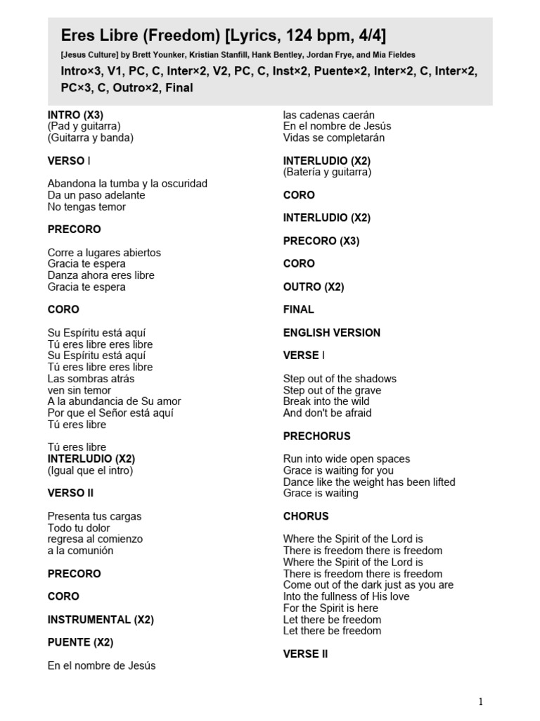Eres Libre (Freedom) - Lyrics | PDF | Musical Forms | Songs