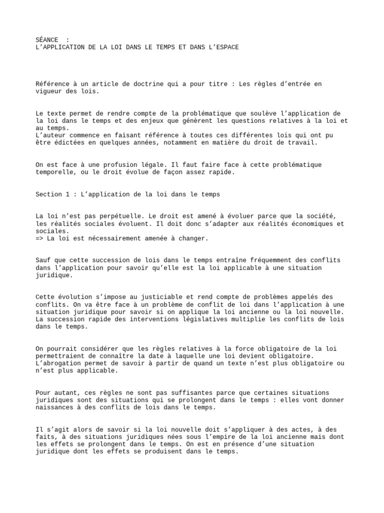 Application de la loi dans le temps et l'espace | PDF | Loi | Prêts