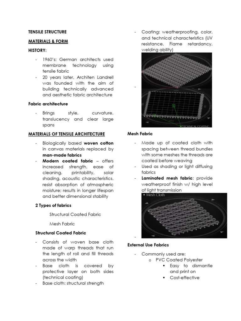 Tensile Fabric Architecture | PDF | Textiles | Materials