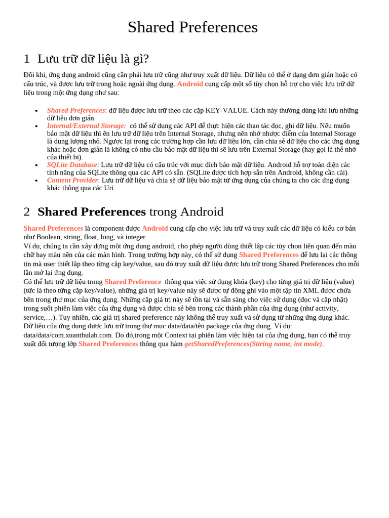 LuuTruDuLieu SharedPreferences-1 | PDF