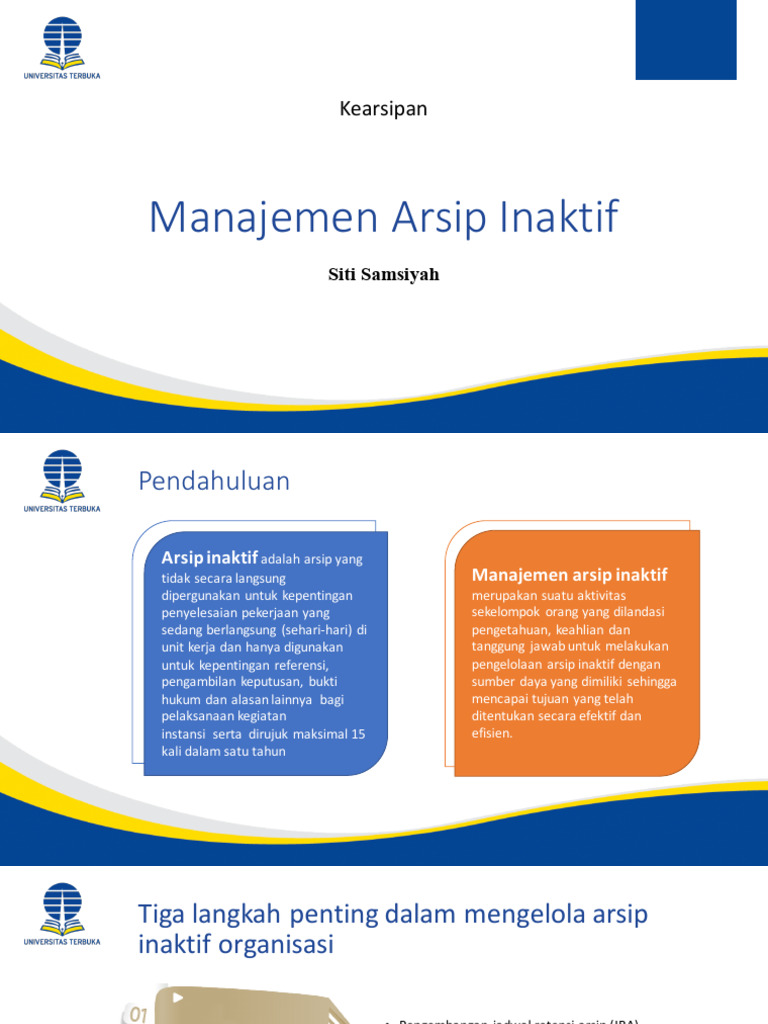 Template PPT UT Baru Manajemen Arsip Inaktif (Video) | PDF