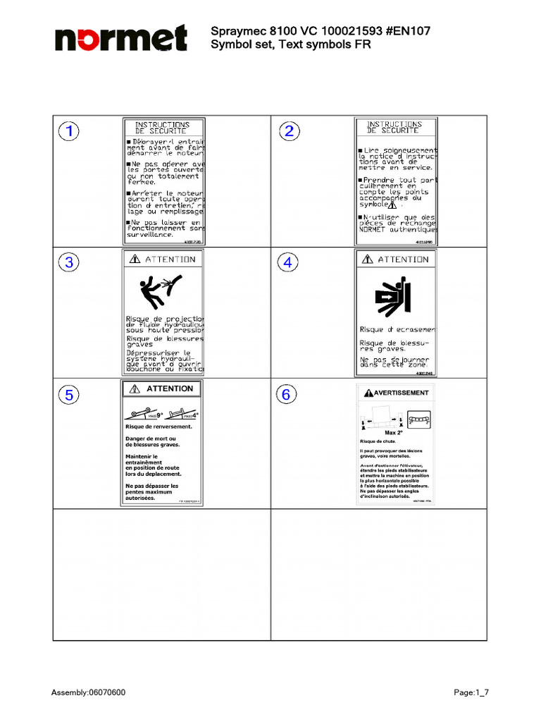 Spraymec 8100 VC 100021593 #EN107 Symbol Set, Text Symbols FR | PDF
