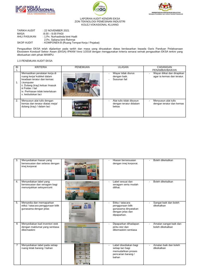 CTH Laporan Latihan Audit Eksa Mpi 22.11.2021 | PDF