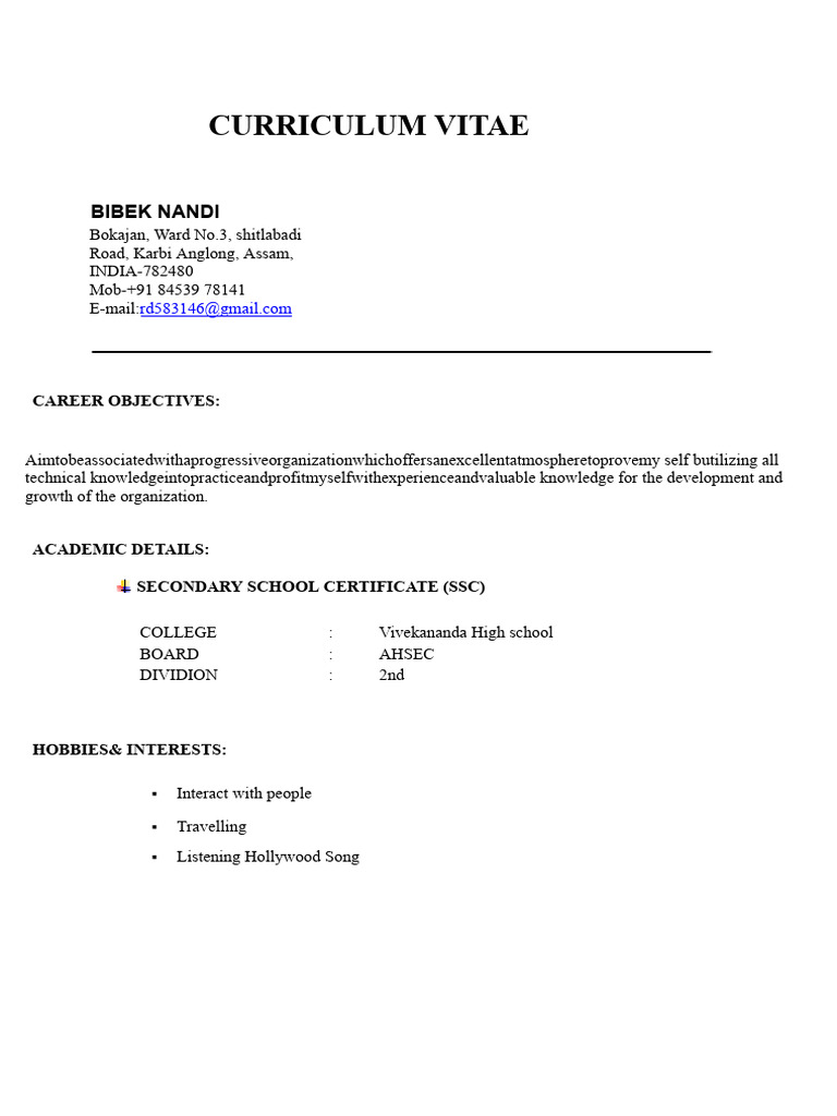 Bibek Nandi CV | PDF