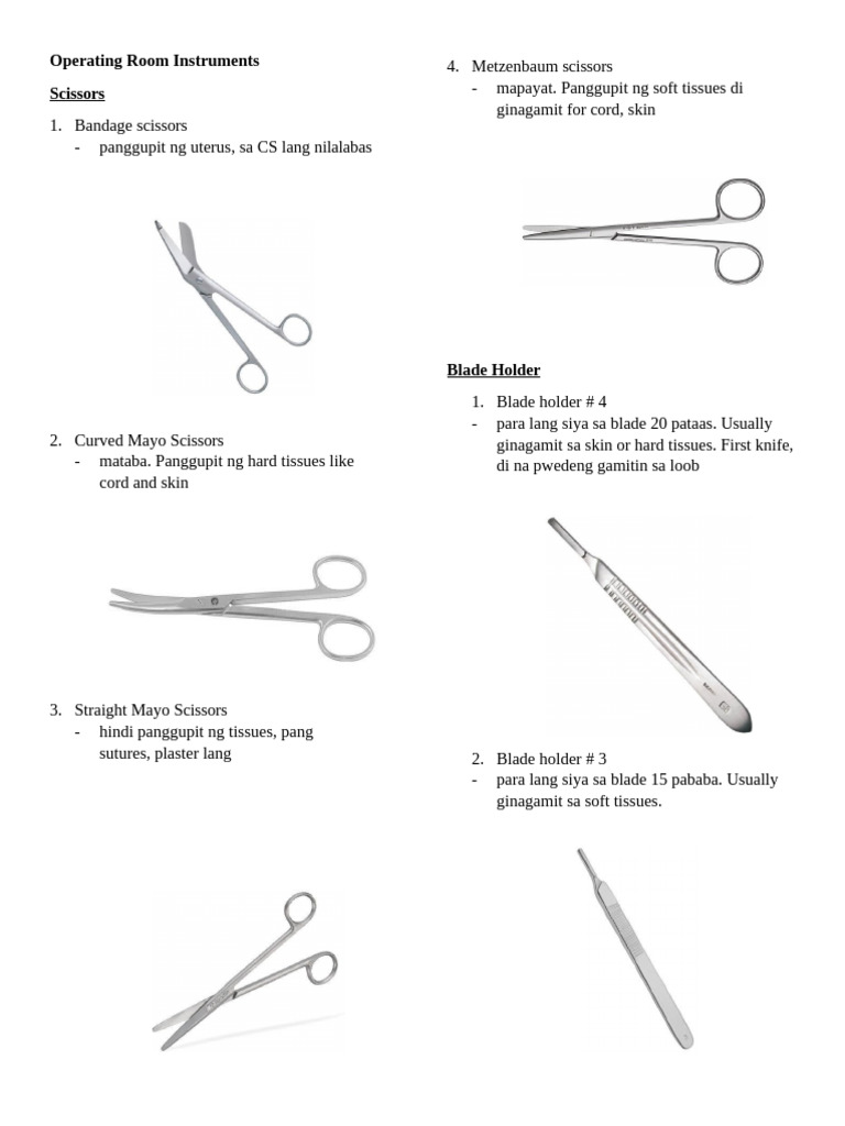 652412575 Operating Room Instruments | PDF | Morphology (Biology)