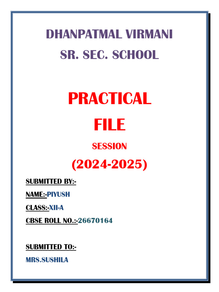 Front Page of Practical 23 | PDF