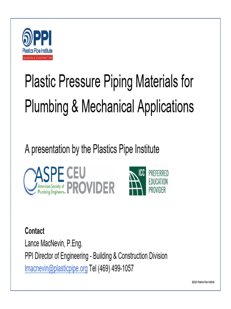Plastic Piping for Engineers | PDF | Pipe (Fluid Conveyance) | Plumbing